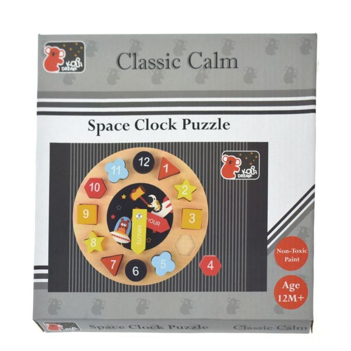 Wooden Space Clock Shape Sorter Puzzle | Educational Time Learning Toy ...